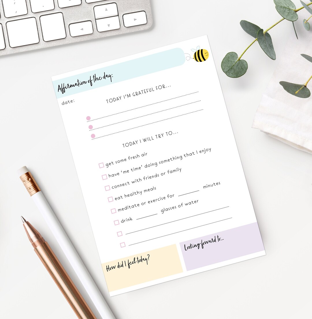 A6 Mini Self Care Notepad Planner Daily Gratitude Mindfulness Journal ...