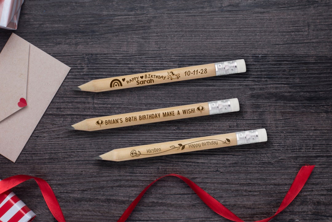 Personalized Birthday Party Pencils, Engraved Wooden Favors - Etsy