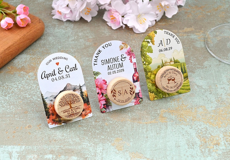 Wedding Favors With Thank You Card | Personalized Wine Stoppers ...