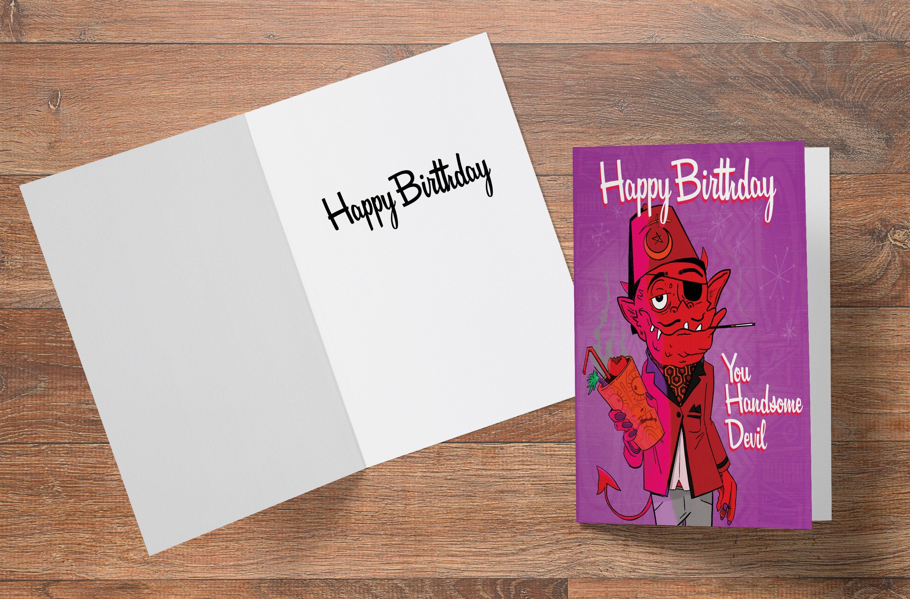 Happy Birthday You Handsome Devil Greeting Card Tiki Shriner - Etsy UK