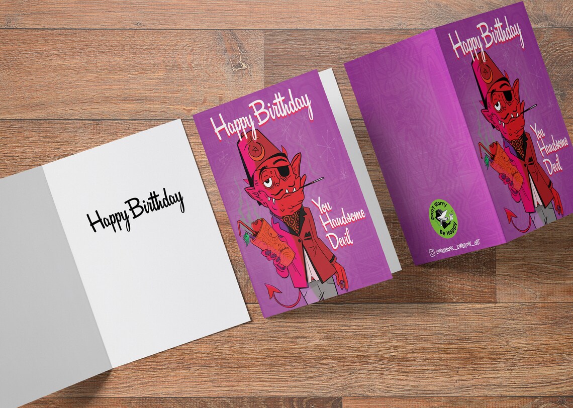 Happy Birthday You Handsome Devil Greeting Card Tiki Shriner - Etsy UK