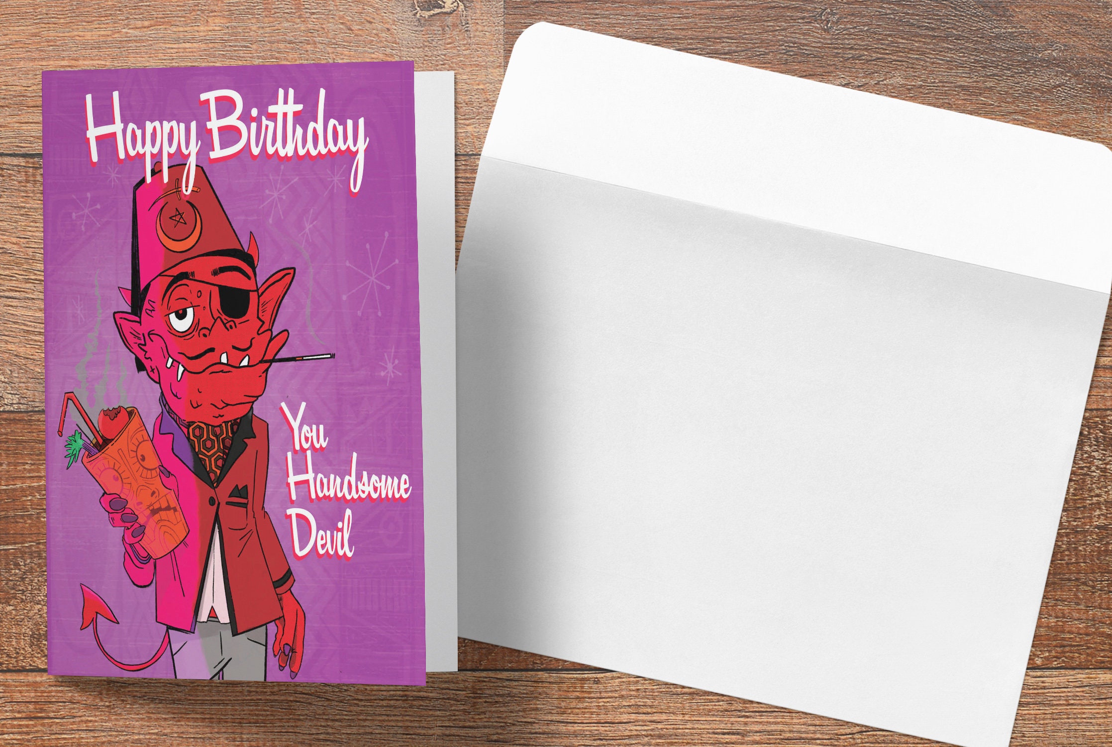 Happy Birthday You Handsome Devil Greeting Card Tiki Shriner - Etsy UK
