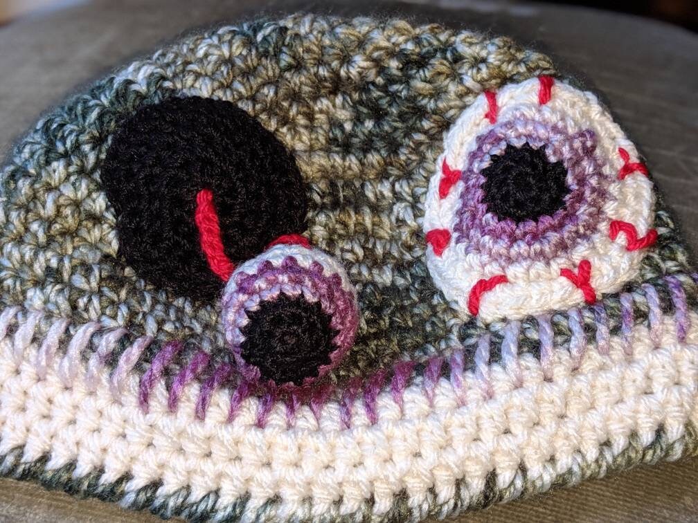 Zombie Hat, Protruding Eyeball Beanie, Halloween Hat, Walking Dead Hat ...
