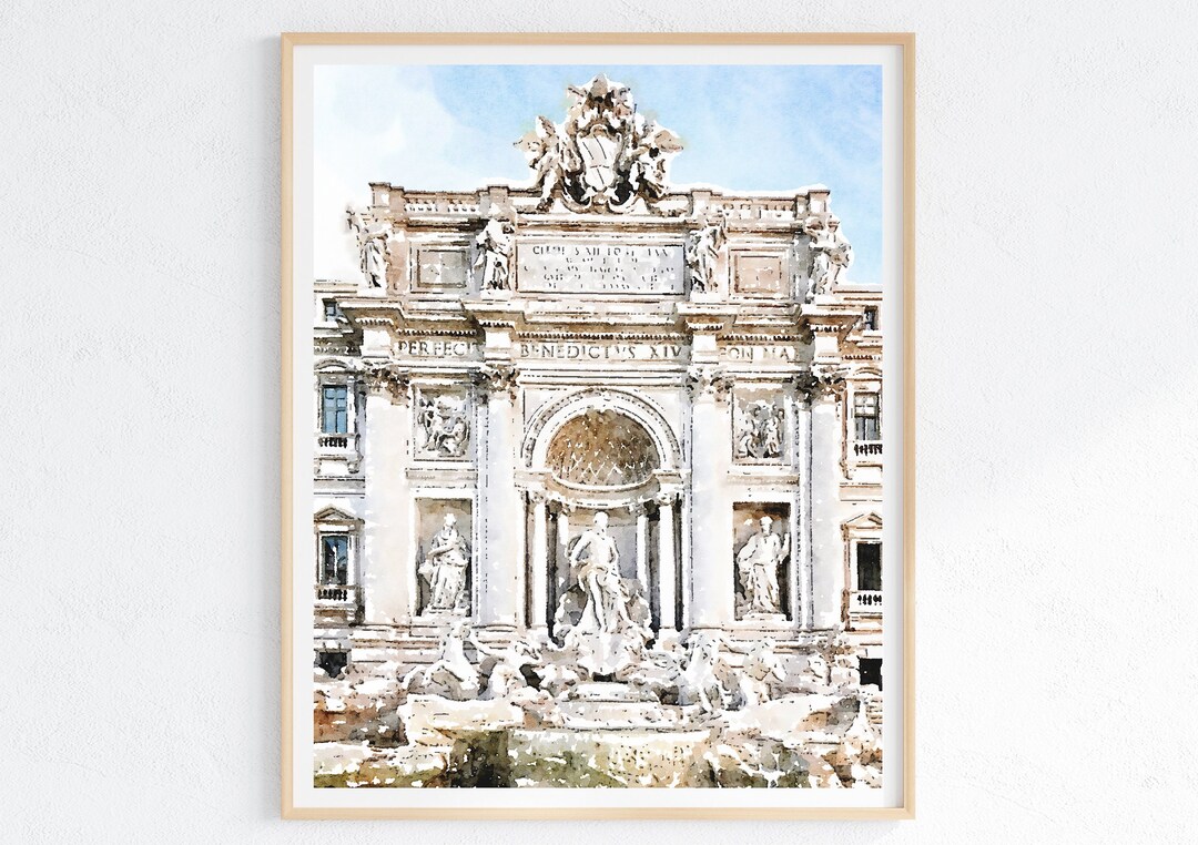 Trevi Fountain Rome Italy Art, DIGITAL DOWNLOAD, Watercolor Painting ...