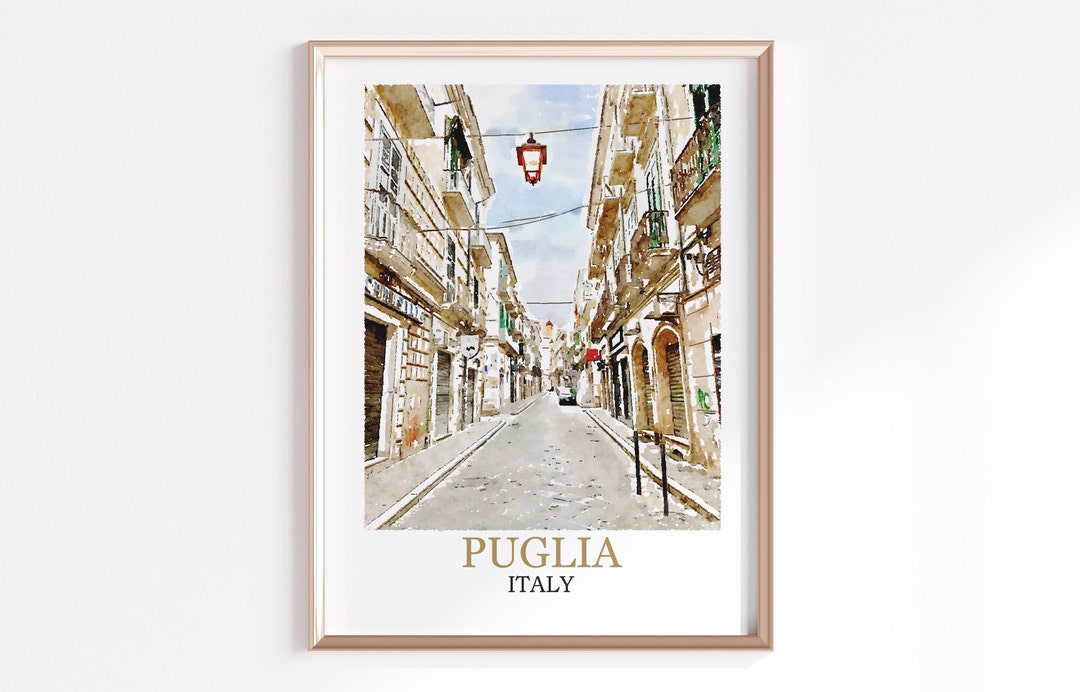 Puglia Illustration Poster, Puglia Print, DIGITAL DOWNLOAD, Italy Wall ...
