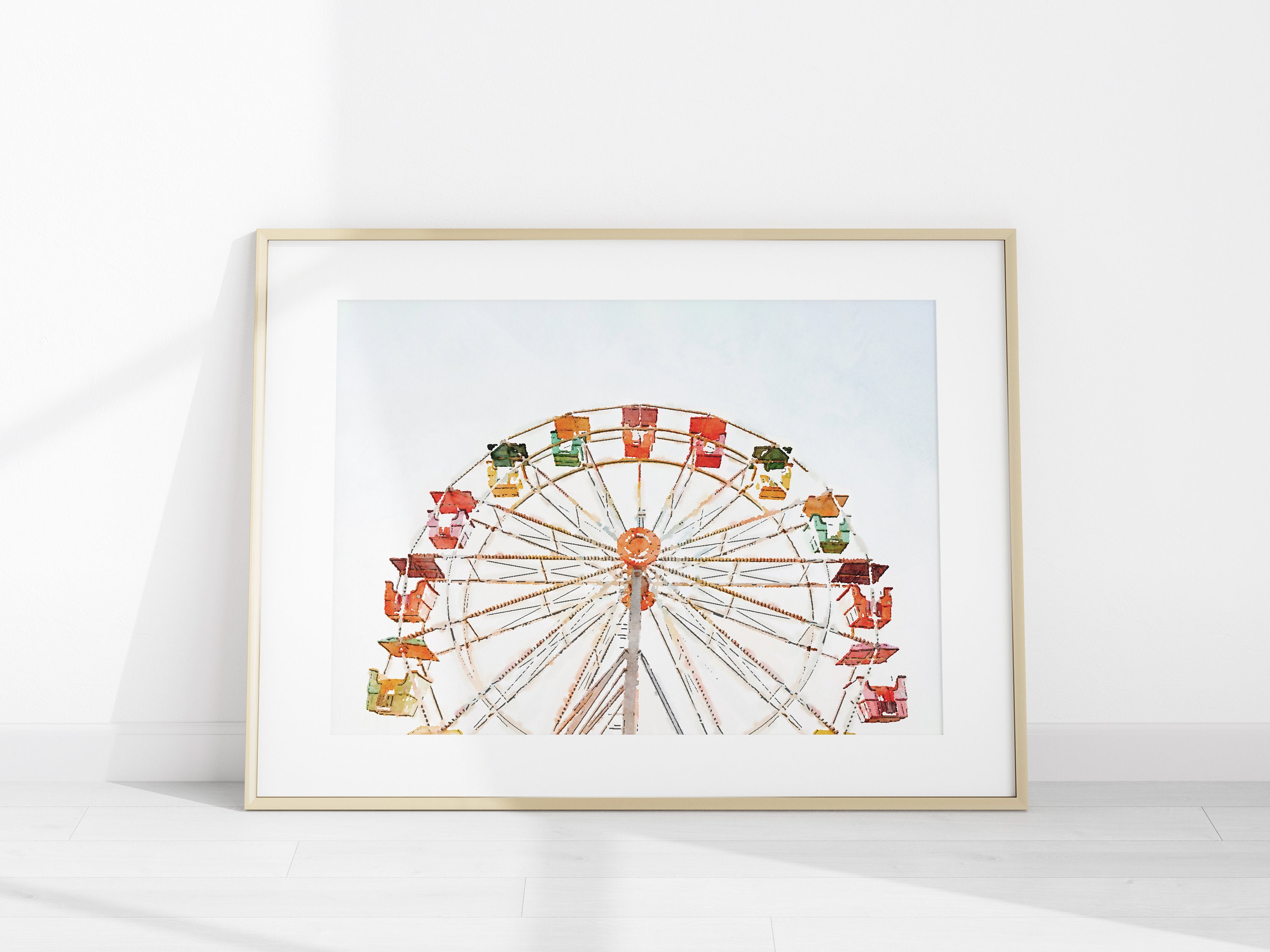 DIGITAL DOWNLOAD Ferris Wheel Watercolor Illustration, Printable Ferris ...