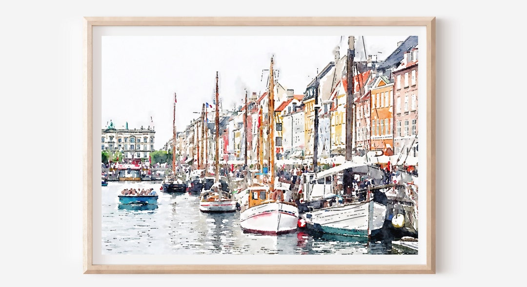Nyhavn Copenhagen Denmark DIGITAL DOWNLOAD Watercolor Painting Print ...