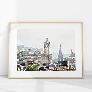 Edinburgh Skyline Watercolor Art Print, Scotland United Kingdom ...