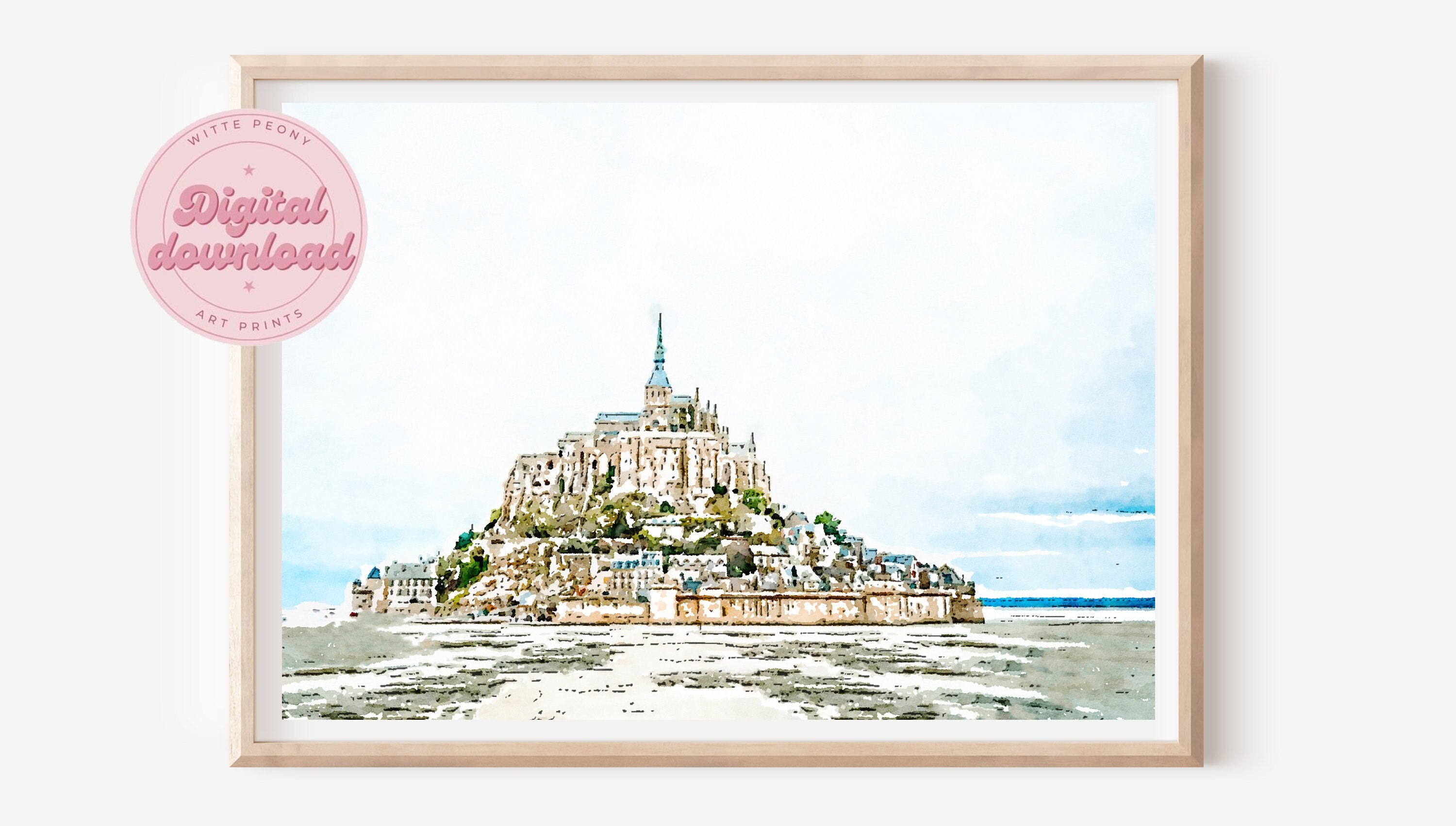 Le Mont Saint Michel Normandy France DIGITAL DOWNLOAD Watercolor ...