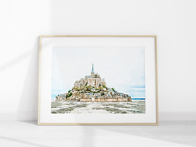 Le Mont Saint Michel Normandy France DIGITAL DOWNLOAD Watercolor ...