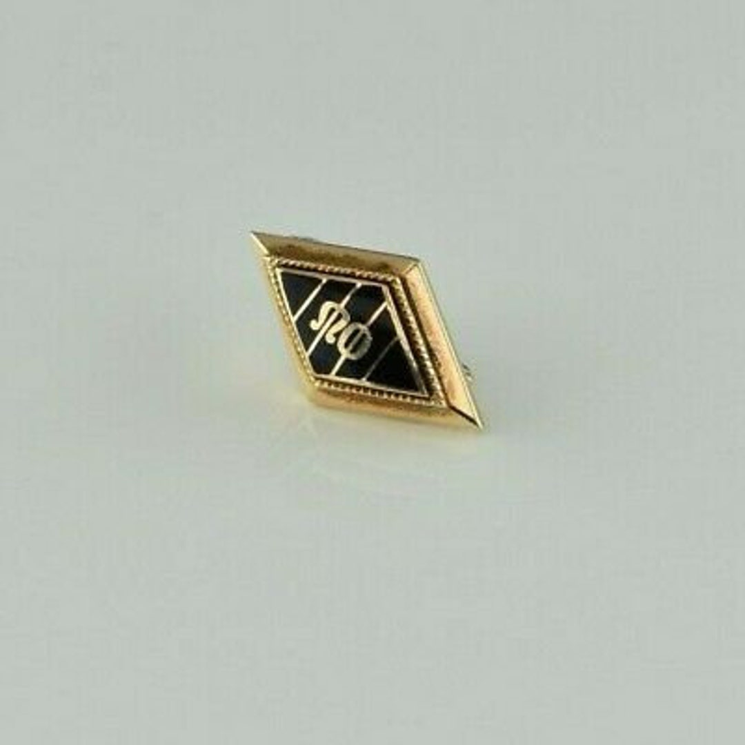 Vintage 10K Yellow Gold Omega Omikron Pin Black Enamel Circa 1950 - Etsy