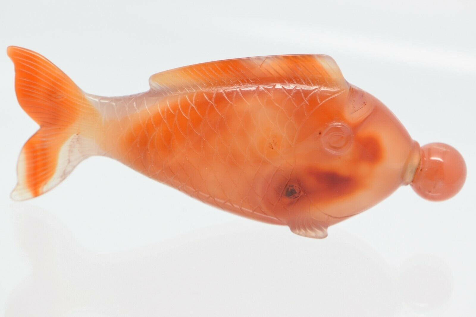 Chinese Banded Agate Snuff Bottle Bone Dipper Fish Form Circa - Etsy