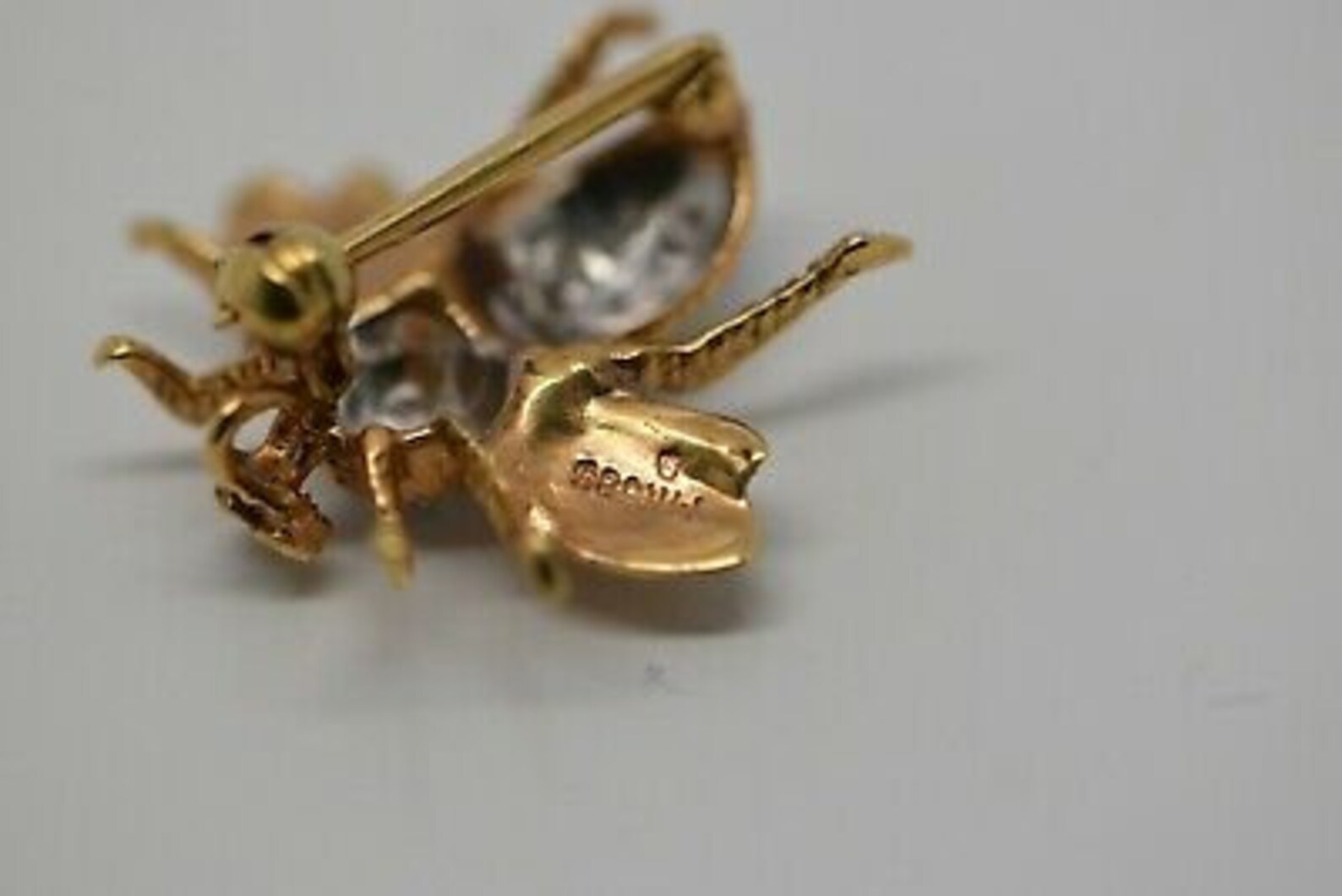 14K Yellow Gold Diamond Bee Pin Diamond Body and Thorax | Etsy