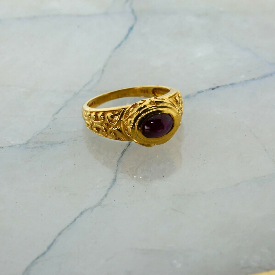 14K Yellow Gold Ruby Star Sapphire Ring Size 6.25 - Etsy