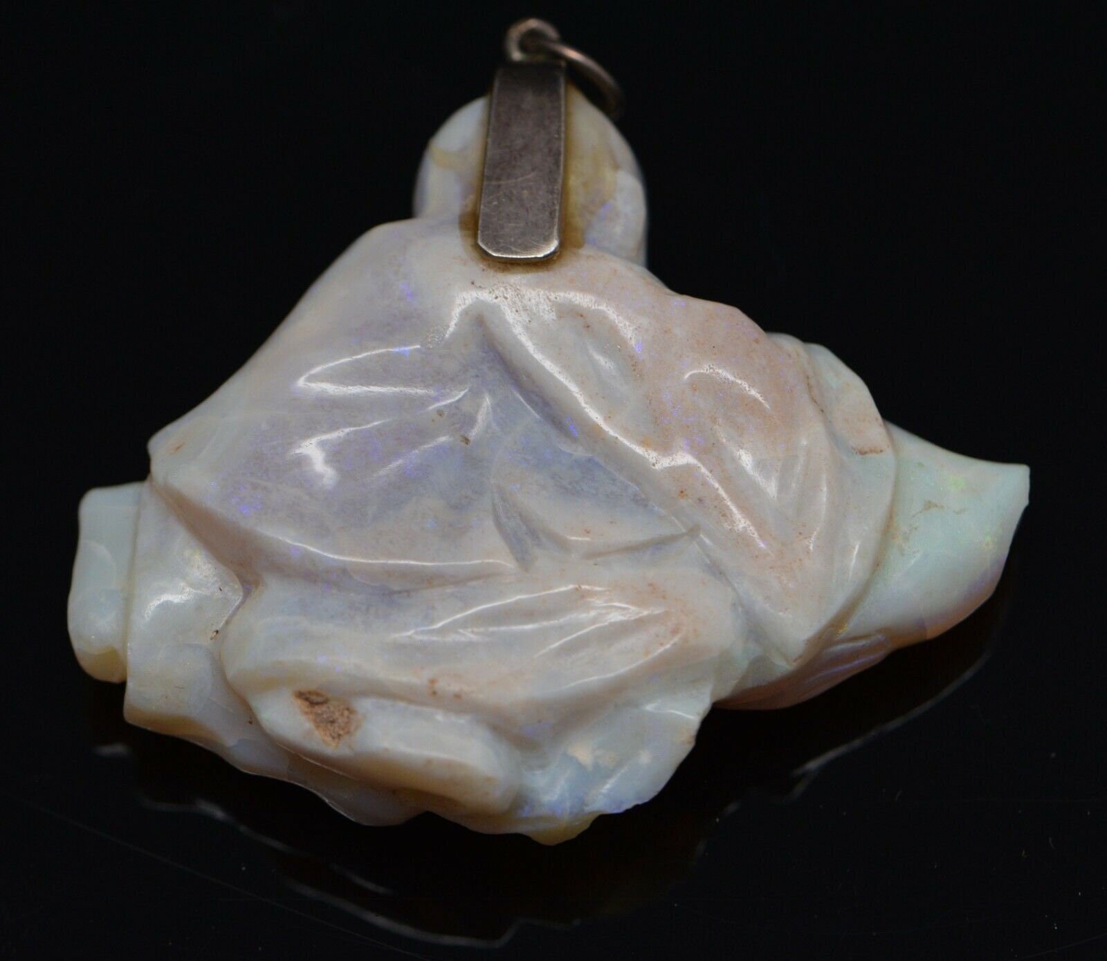 Chinese Opal Carving Pendant with White Opal Monk Presenting | Etsy