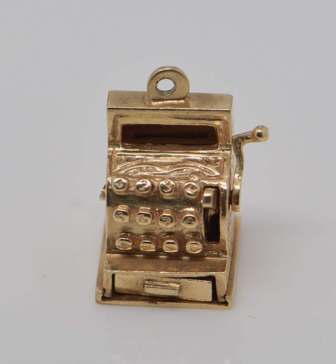 14K Yellow Gold Cash Register Charm With Working Drawer, Circa 1950 - Etsy