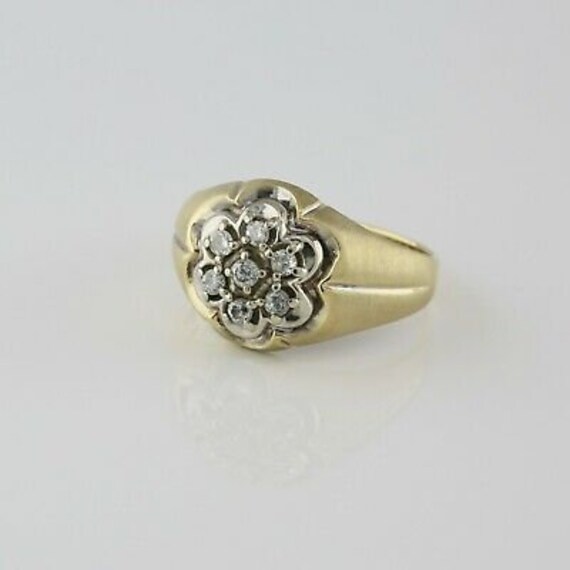 10K Yellow Gold Diamond Rosette Ring Size 10 Circa 19… - Gem
