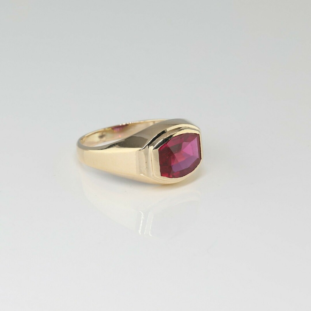 10K Yellow Gold Red Spinel Ring With Cushion Shaped Stone Size - Etsy