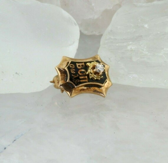 10K Yellow Gold Beta Omicron Pi Pledge Pin - Gem