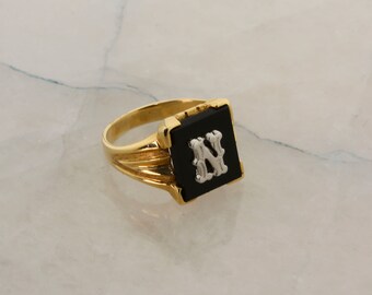 Onyx Initial Ring - Etsy