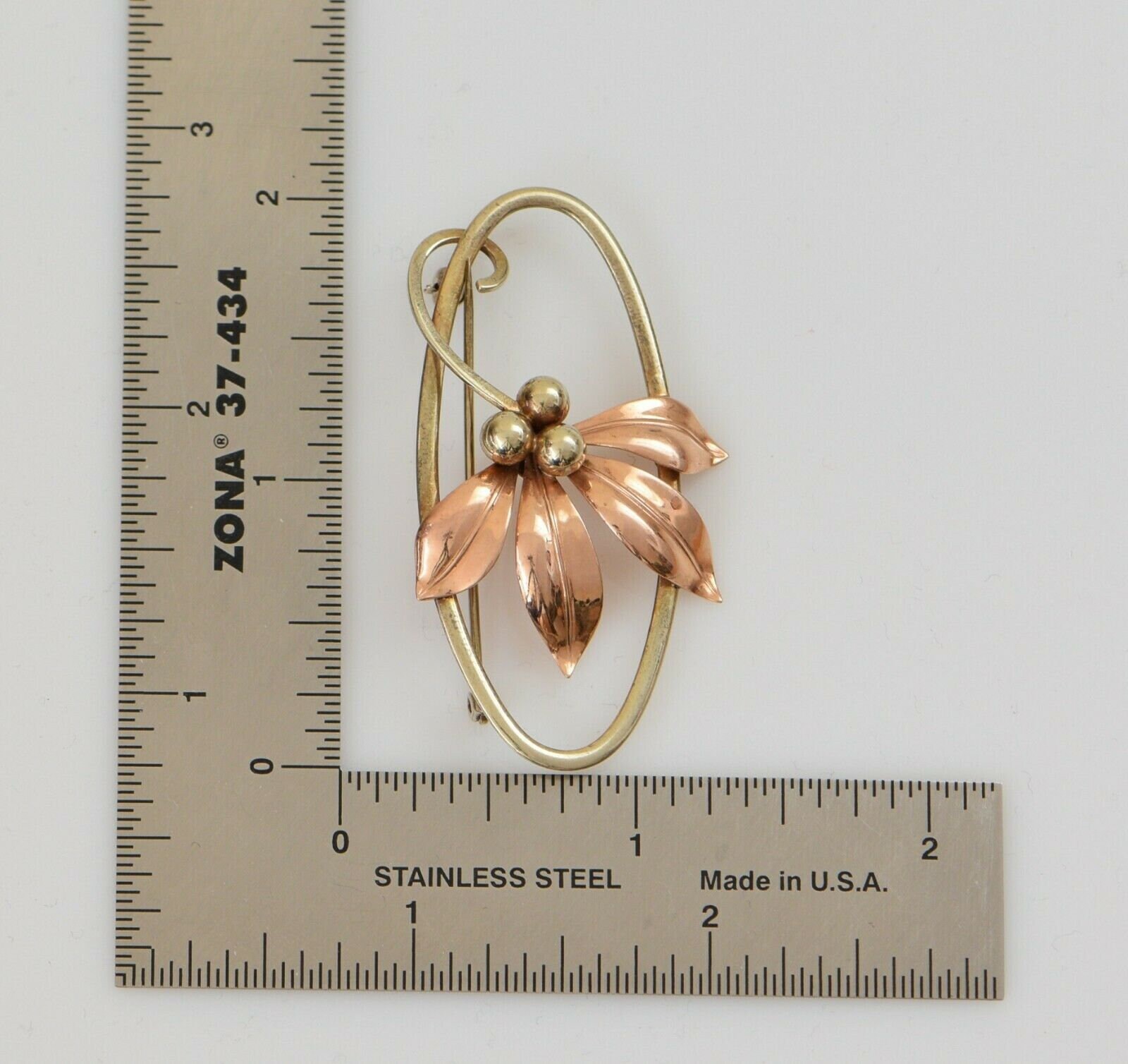 10K Yellow & Rose Gold forstner Floral Pin Circa | Etsy