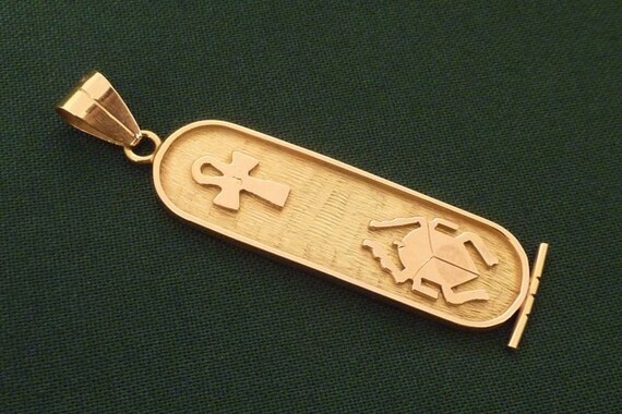 18K Yellow Gold Egyptian Symbols Pendant, 6.8 grams - Gem