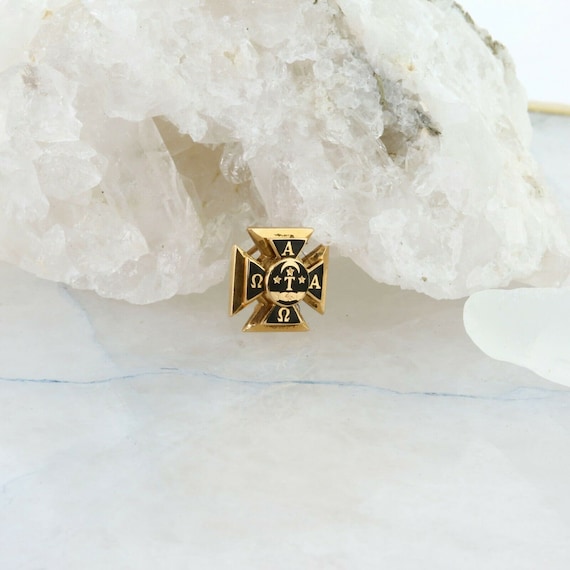 10K Yellow Gold Alpha Tau Omega Pin - Gem