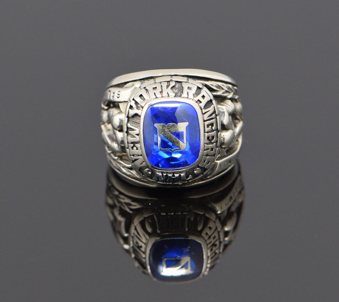 14K White Gold Circa 1990's NHL New York Rangers Hockey Ring, Size 13 ...