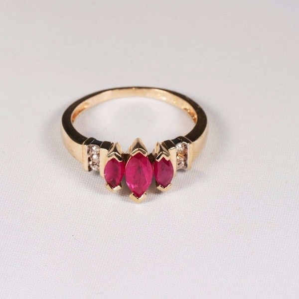 Lab Created Ruby and Diamond Ring - Etsy