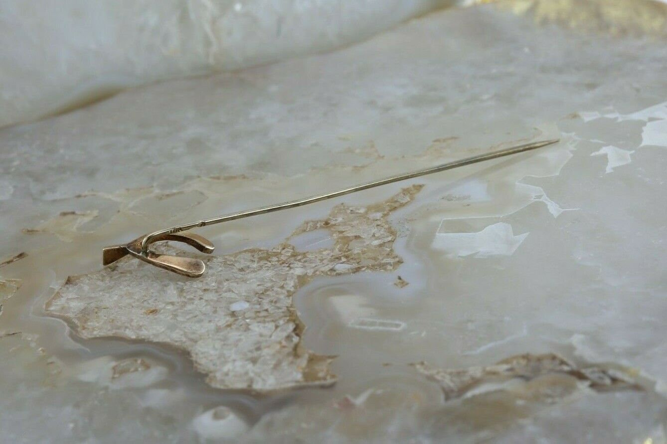 Vintage 14K Yellow Gold Pearl Wishbone Stick Pin Circa 1950 - Etsy