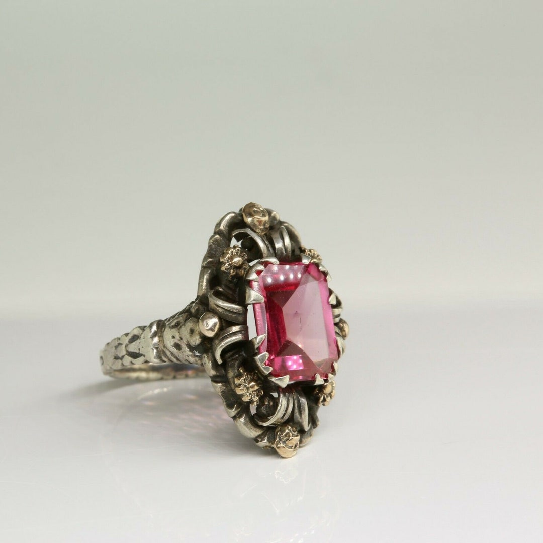 Sterling Silver and 14K Gold Baroque Style Ring Size 5.5 Circa 1950 - Etsy