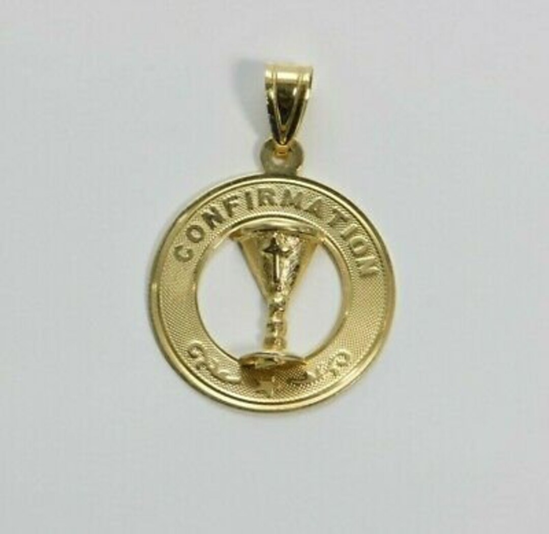14K Yellow Gold Confirmation Pendant - Etsy