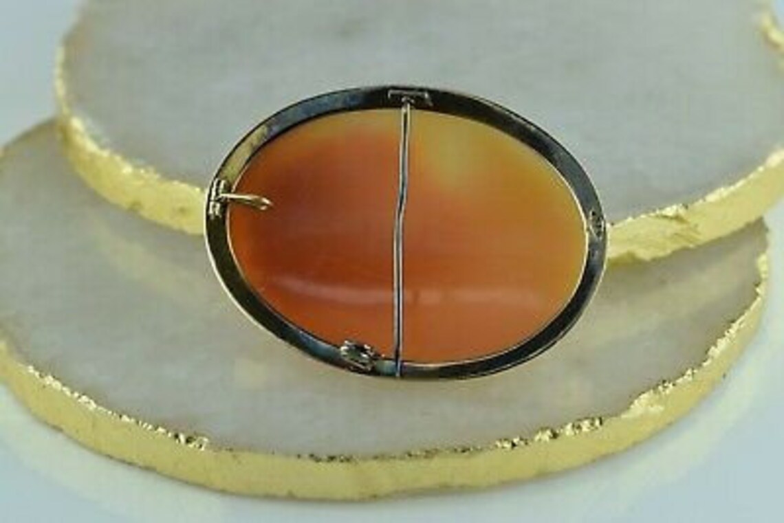 Vintage 18K YG Shell Cameo Pin Pendant Finely Carved Portrait - Etsy