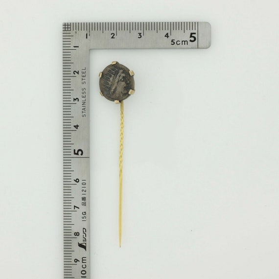 14K Yellow Gold Ancient Style Coin Stick Pin - Gem