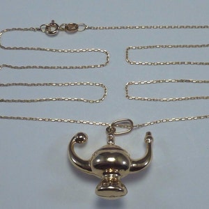 18K Yellow Gold "oil Lamp" Pendant With 20" Chain - Etsy