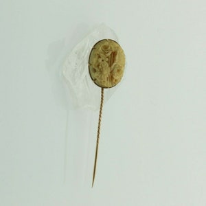 Victorian 14K Rose Gold Carved Stick Pin With Original Leather Box ...