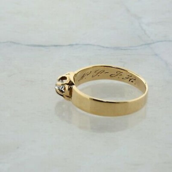 Antique 14K Rich Yellow Gold Diamond Ring Old Mine Cu… - Gem