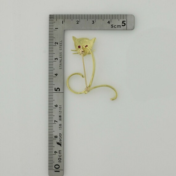 Interesting 14K Yellow Gold Cat Pin with Ruby Eyes Ci… - Gem