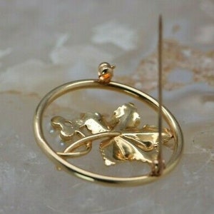 Vintage 14K Yellow Gold Ruby and Pearl Maple Leaf Pin Circa 1960 - Etsy
