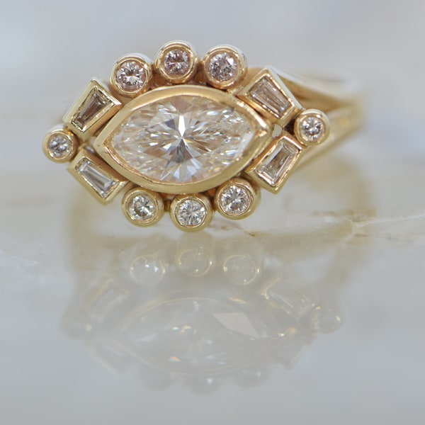Horizontal Marquise Diamond Ring - Etsy