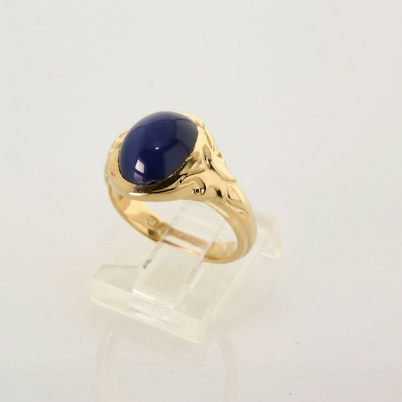 18K Yellow Gold Linde Star Sapphire Ring Size 7.25 - Gem