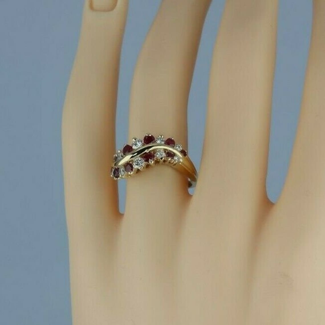 14K Yellow Gold Ruby and Diamond Ring 2ct Est Ring Size 7 | Etsy