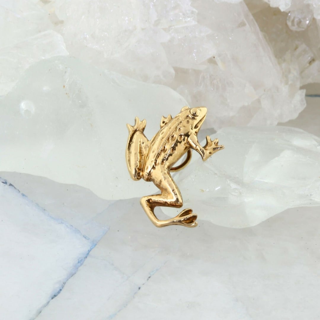 14K Yellow Gold Leaping Frog Pin - Etsy