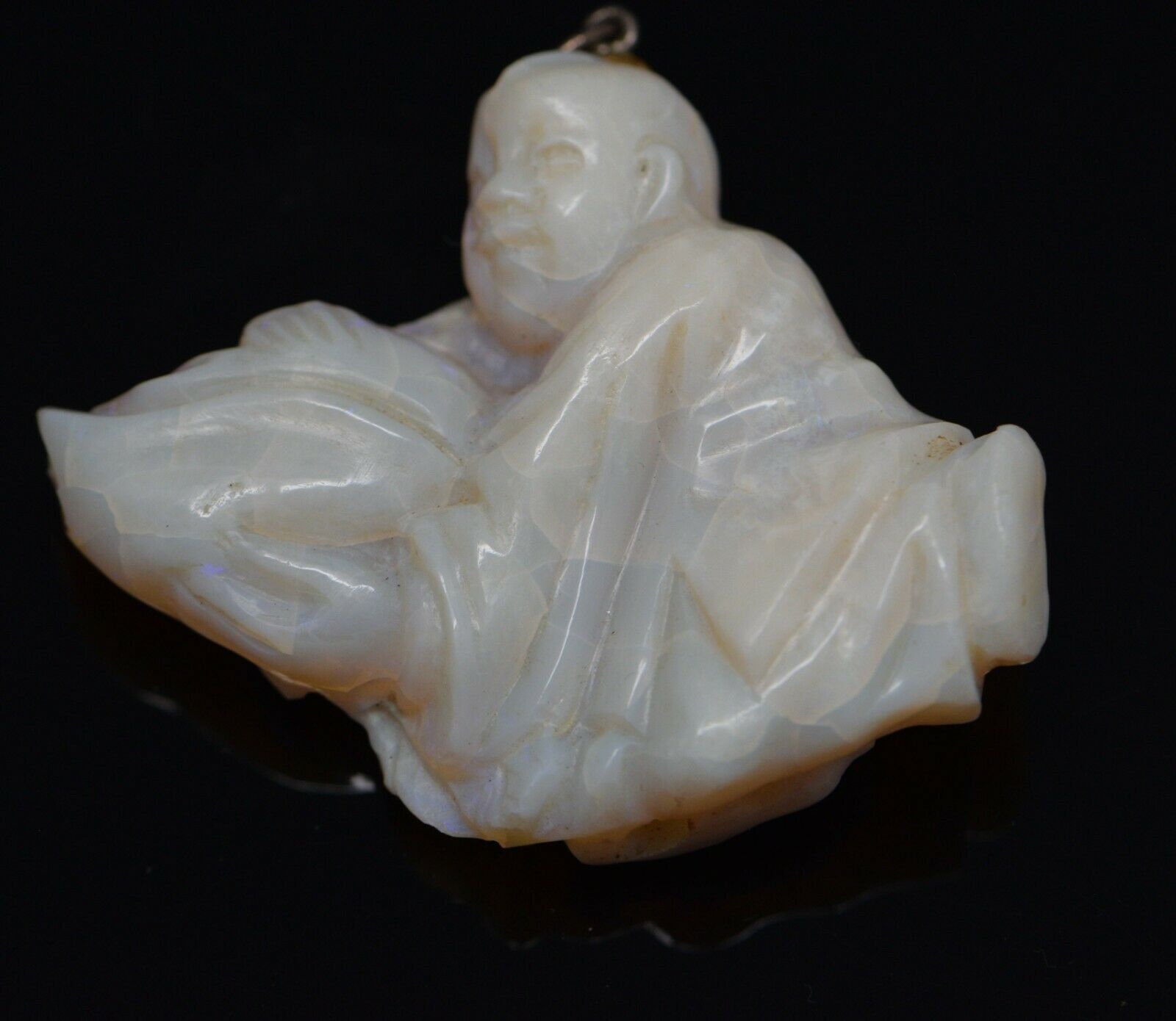 Chinese Opal Carving Pendant with White Opal Monk Presenting | Etsy