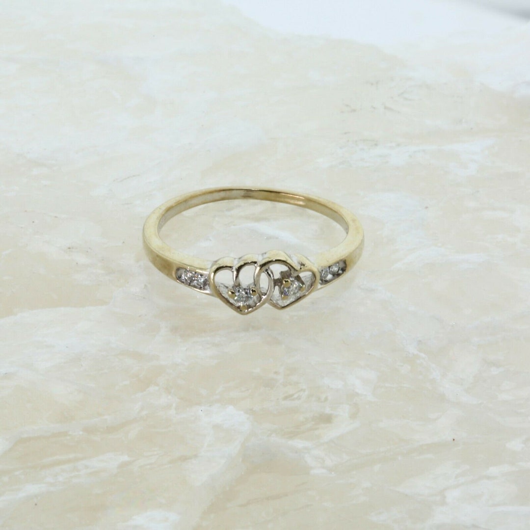 10K Yellow Gold Diamond Heart Ring Size 6.5 - Etsy 10K Yellow Gold Diamond Heart Ring Size 6.5 - Etsy