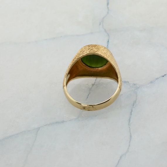 10K Yellow Gold Nephrite Jade Ring Circa 1970, Size 10 - Gem