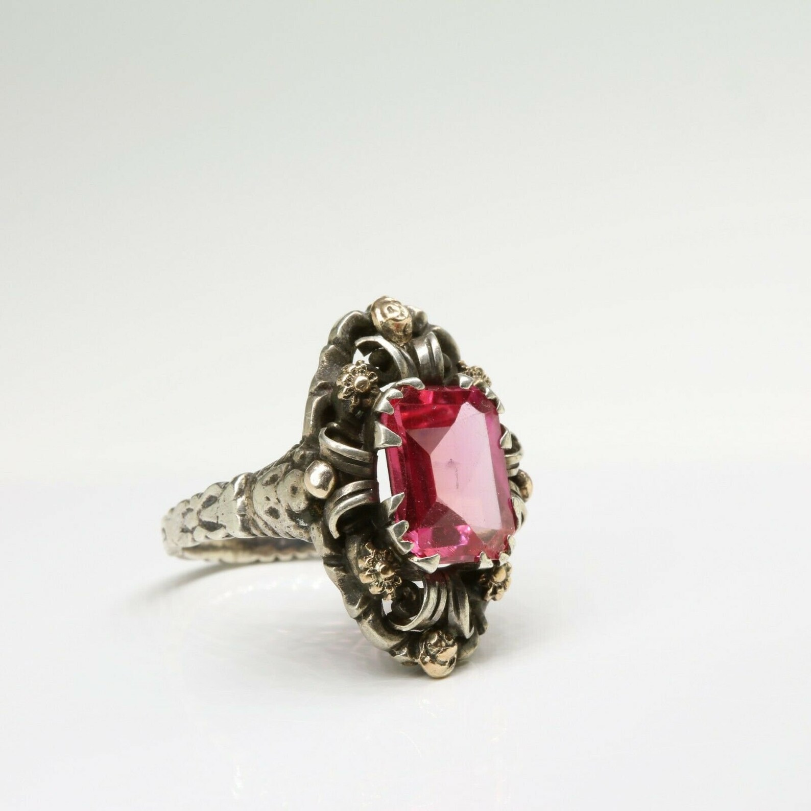 Sterling Silver and 14K Gold Baroque Style Ring Size 5.5 Circa 1950 - Etsy