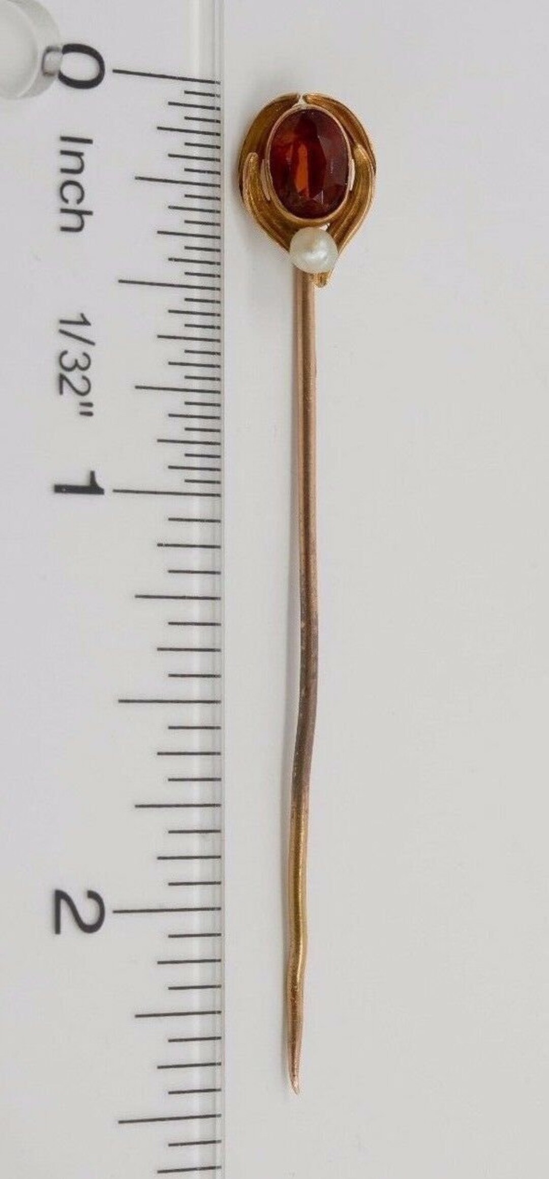 Vintage 14k Yellow Gold Stick Pin With Citrine and Pearl - Etsy