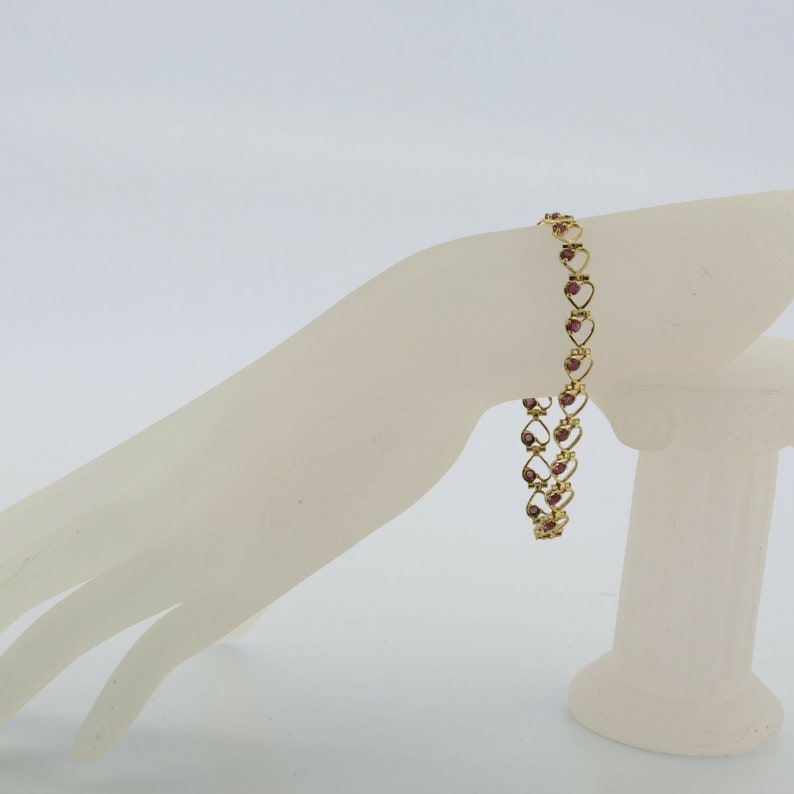 14K Yellow Gold 2 Ct Tw Ruby Heart Bracelet 7 Inches Circa - Etsy