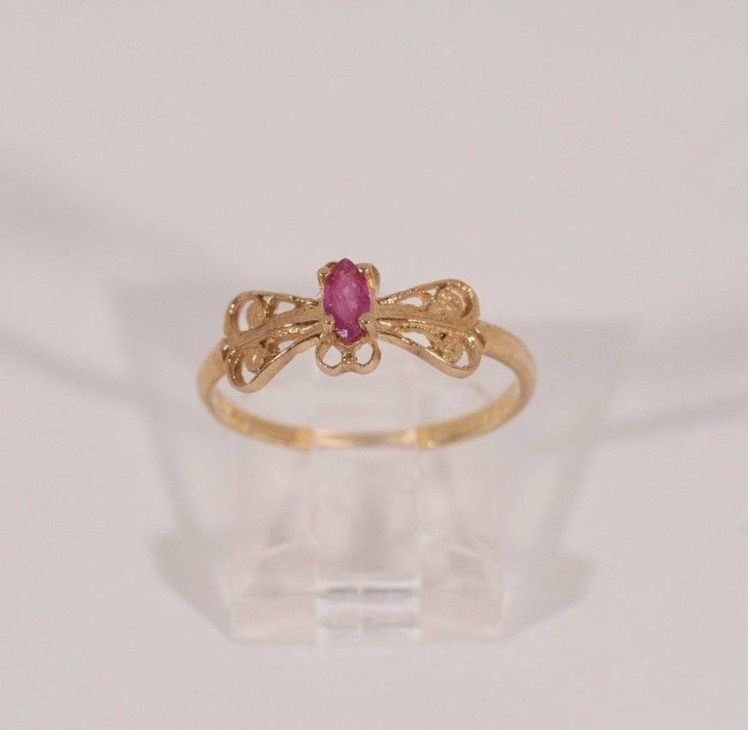 10K Yellow Gold Filigree Ruby Ring , 1.6 Grams, Size 8 - Etsy